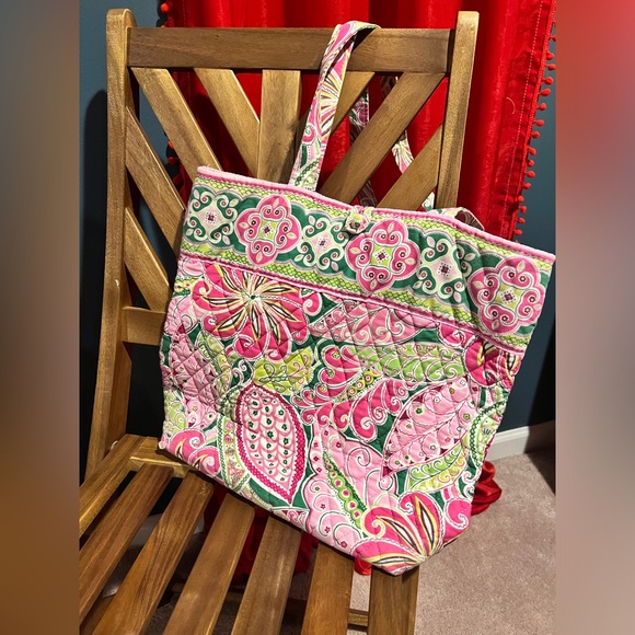 Vera Bradley | Bags | Vera Bradley Pink Quilted Tote Shoulder Bag ...